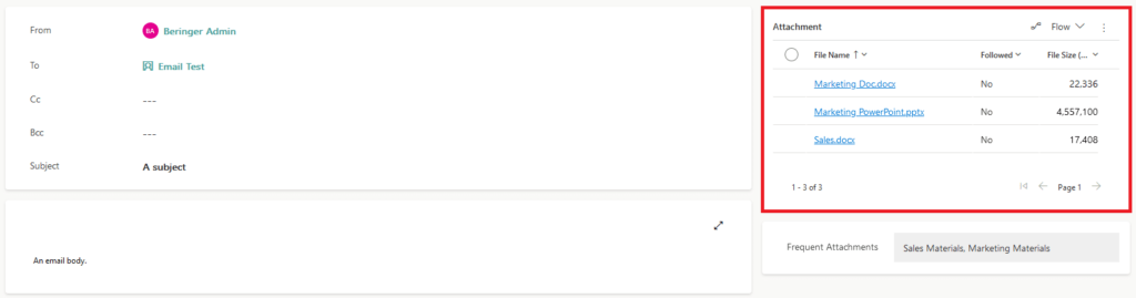 Dynamics 365 emails with Frequent Attachments | | Beringer Technology Group